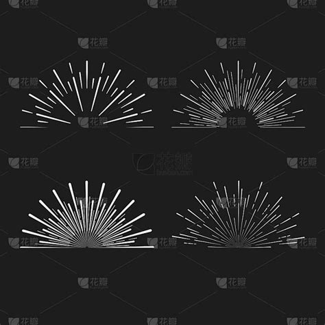 一套复古潮人线性太阳爆发。素材 花瓣网