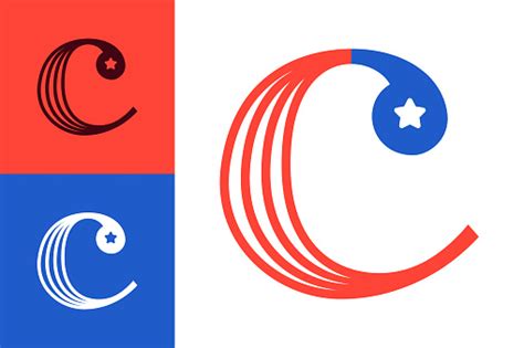미국 국기로 만든 C 문자 로고 별과 줄무늬가 있는 Serif 글꼴입니다 미국 역사와 7 월 4 일 축하 행사의 클래식 아이콘 알파벳 C에 대한 스톡 벡터 아트 및 기타