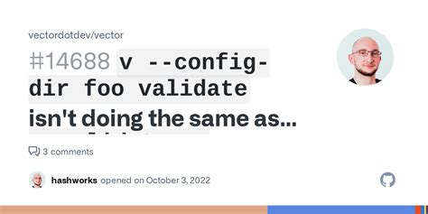 `v Config Dir Foo Validate` Isnt Doing The Same As `v Validate Config Dir Foo` · Issue