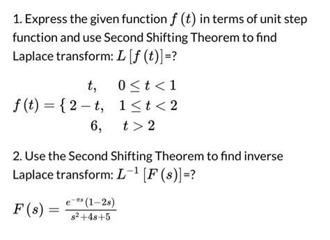 1 express the given function f t in terms of unit