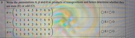 Solved Write The Permutations π ρ And σ As Products Of