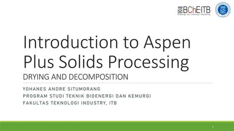 Introduction To Aspen Plus Solids Processing Pdf
