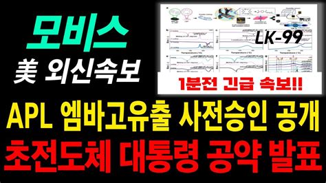 모비스 30분전에 속보 나왔네요 APL 상급기관 LK99 사전승인 엠바고가 이렇게 급하고 해제된다고요 역사적인