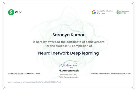 Saranya Kumar On Linkedin Guvicertified Deeplearning Neuralnetworks