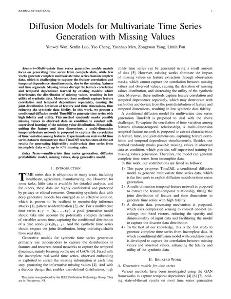 Pdf Diffusion Models For Multivariate Time Series Generation With