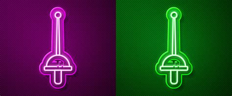 보라색과 녹색 배경에 격리 빛나는 네온 라인 펜싱 아이콘 스포츠 장비 벡터 일러스트레이션 0명에 대한 스톡 벡터 아트 및 기타