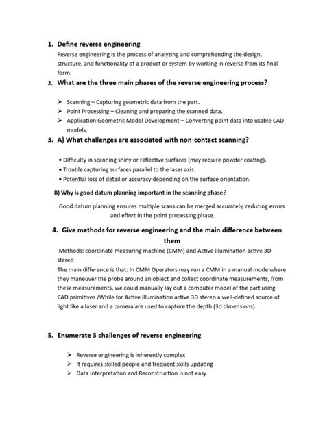 Model Questions Reverse And Concurrent Engineering Pdf