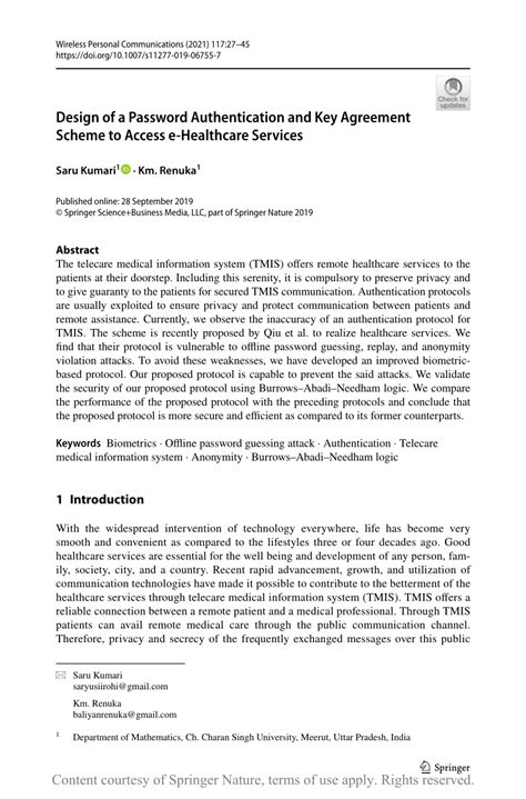 Design Of A Password Authentication And Key Agreement Scheme To Access