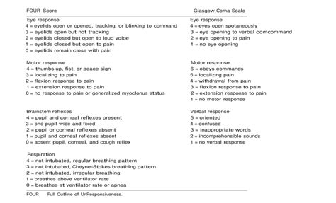 Full Outline Of Unresponsiveness Four And Glasgow Coma Score Gcs Download Scientific