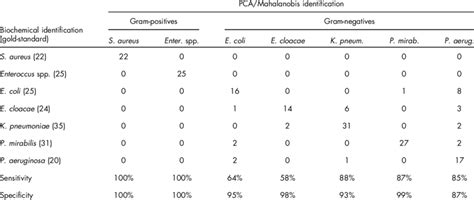 Results Of Classification Of The Raman Spectra Of Clinical Strains Of