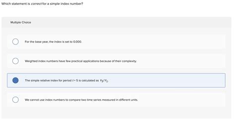 Solved Which Statement Is Correct For A Simple Index Chegg