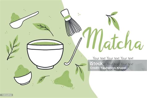 말차 전단지 녹차와 벡터 그림입니다 말차 라떼와 머그잔 녹색 말차 머그잔이 있는 포스터 가루로 빻은에 대한 스톡 벡터 아트 및 기타 이미지 Istock