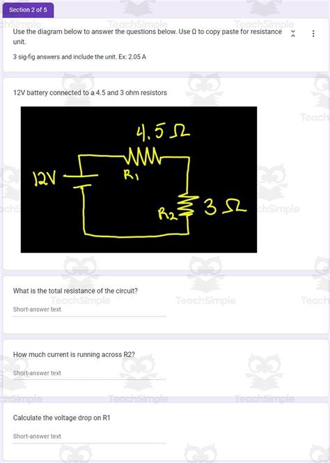 Physics Google Form Test Series Circuits By Teach Simple