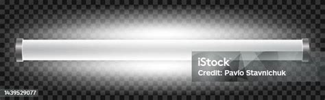 현실적인 밝은 3d 긴 발광 조명 램프 투명 한 배경에 격리 된 흰색 조명 형광 튜브벡터 0명에 대한 스톡 벡터 아트 및 기타 이미지 Istock