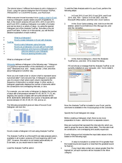 histogram excel pdf histogram microsoft excel
