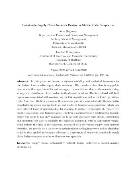 Pdf Sustainable Supply Chain Network Design A … Full Supply Chain Network Possibilities As