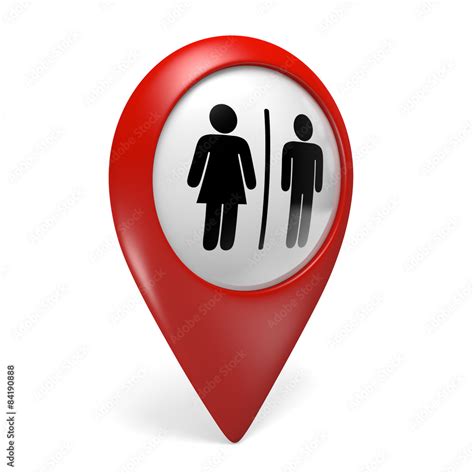 3d Red Map Pointer Icon With Gender Symbols For Restrooms Stock Illustration Adobe Stock