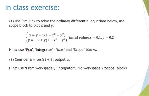 In Class Exercise Use Simulink To Solve The Chegg Com