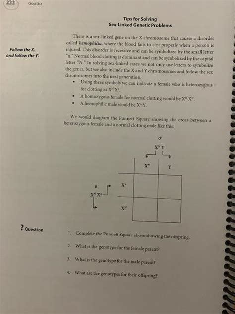 Solved 222 Genetics Tips For Solving Sex Linked Genetic
