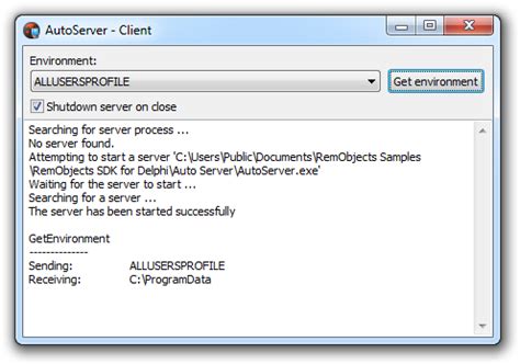 AutoServer Sample Delphi