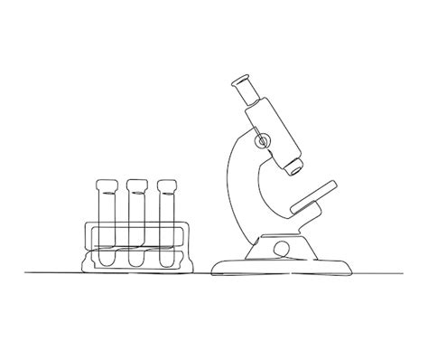 Premium Vector Continuous One Line Drawing Of Microscope And
