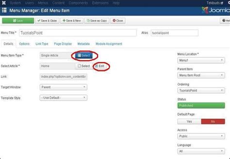 Joomla Modify Menu Items Joomla Tutorials