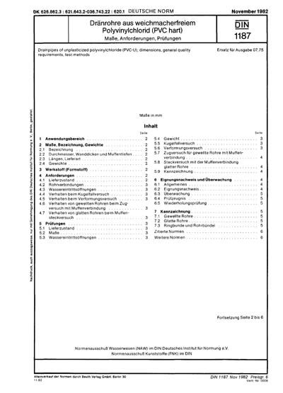 DIN 1187:1982 DE - Dränrohre aus weichmacherfreiem Polyvinylchlorid ...