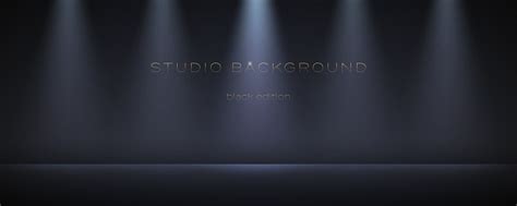 많은 스포트 라이트와 검은 빈 스튜디오 벽과 바닥에 부드러운 그라데이션 어두운 방은 배경 및 디스플레이 브랜드 또는 제품에