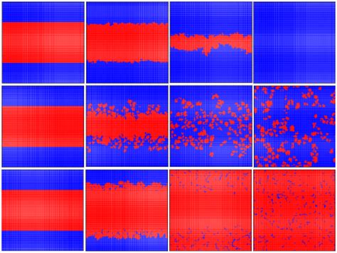 Characteristic Snapshots Of Cooperators Red And Defectors Blue Download Scientific Diagram