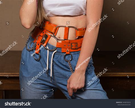 Woman Wearing Kinky Leather Belt Sexy Stock Photo Shutterstock