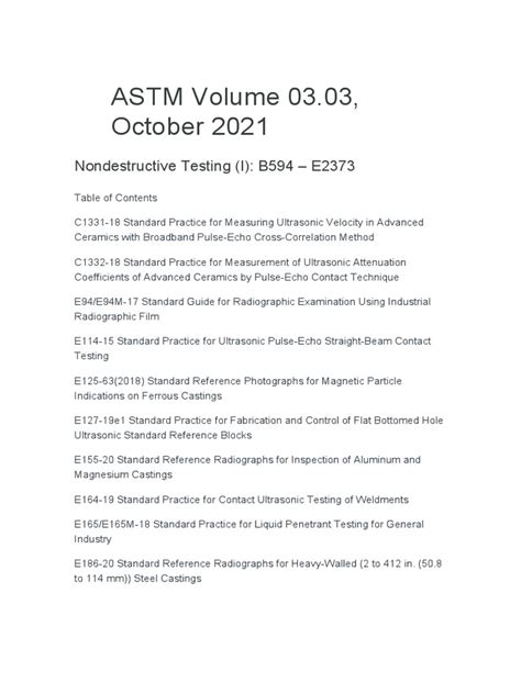 Astm Volume 0303 Nondestructive Testing Standards Pdf Radiography Nondestructive Testing