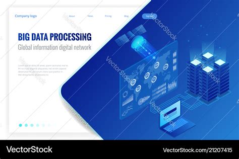 Isometric Big Data Processing Global Information Vector Image