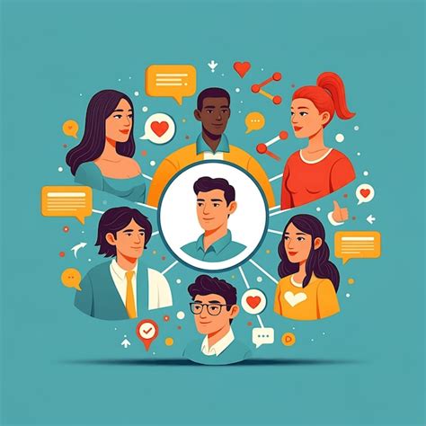 Social Media Network Illustration With User Interaction Premium Ai Generated Image