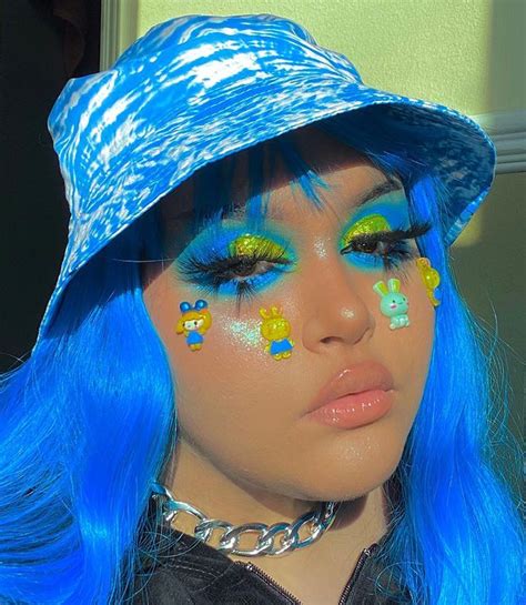 Pin By Lovely Hair Aliens On Neon Blue Hair Blue Hair Carnival Face Paint Neon Blue