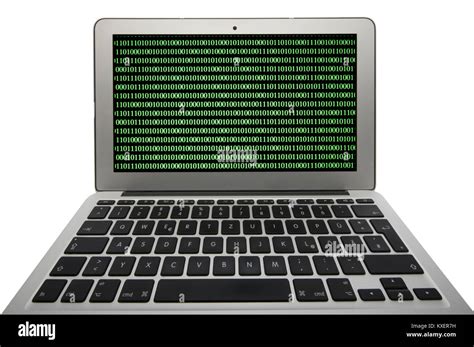 Laptop With Binary Codesymbol Image Of Cybercrimedata Protection