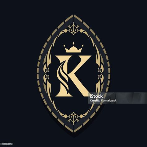 우아한 자본 편지 K 세련된 로얄 엠블럼 빈티지 장식 크리에이티브 로고 책 디자인 브랜드 이름 명함 레스토랑 부티크 호텔에 대한