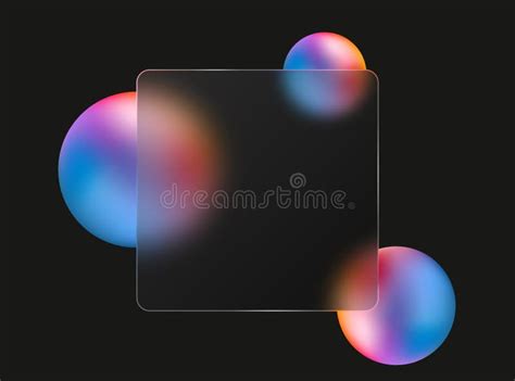 Black Background With Three Dimensional Colored Spheres And A Square