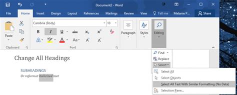 How To Select All Text With Similar Formatting In Microsoft Word