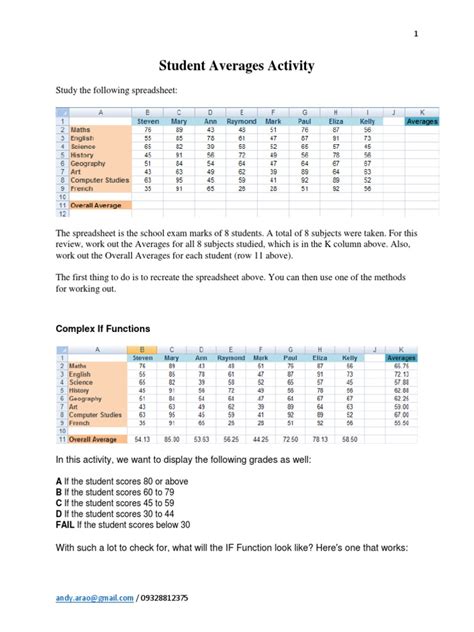 Excel Activity Pdf Spreadsheet Microsoft Excel