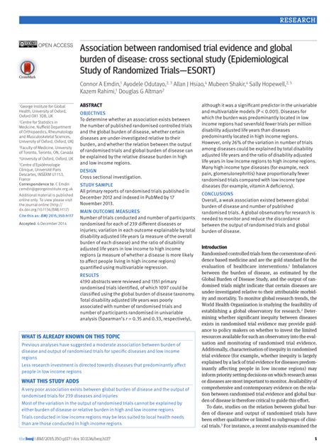 Pdf Association Between Randomised Trial Evidence And Global Burden Of Disease Cross