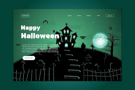 Premium Vector Happy Halloween Website Design Flat Halloween Landing Page Template With