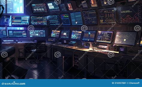 Advanced Control Room With Multiple Displays Stock Image Image Of User Network 316937881