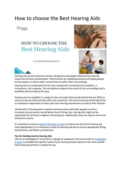 How To Choose The Best Hearing Aids By Jaipur Hearing Solution Issuu