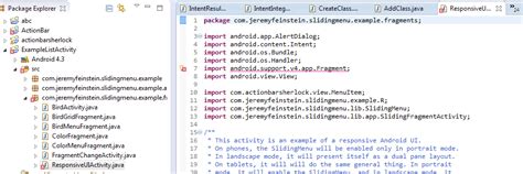 Android Support V4jar Error On Examplelistactivity By Jeremy Stack