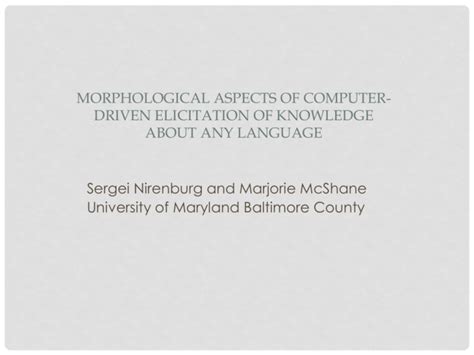Presentation Computational Linguistics Group