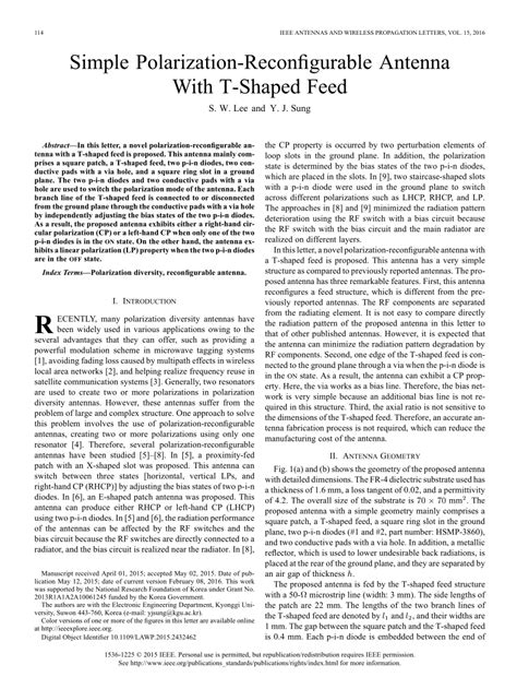 Pdf Simple Polarization Reconfigurable Antenna With T Shaped Feed