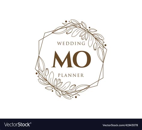 Mo Initials Letter Wedding Monogram Logos Vector Image