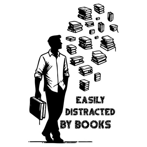 Premium Vector Easily Distracted By Booksb
