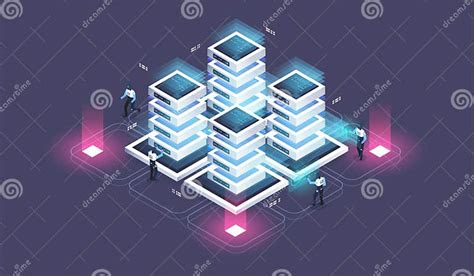 Big Data Flow Processing Concept Cloud Database Server Room Rack