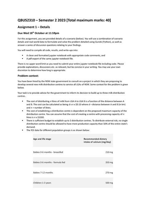 Assignment 1 2310 2023 S2 V3 Updated 20231009 Qbus2310 Semester 2